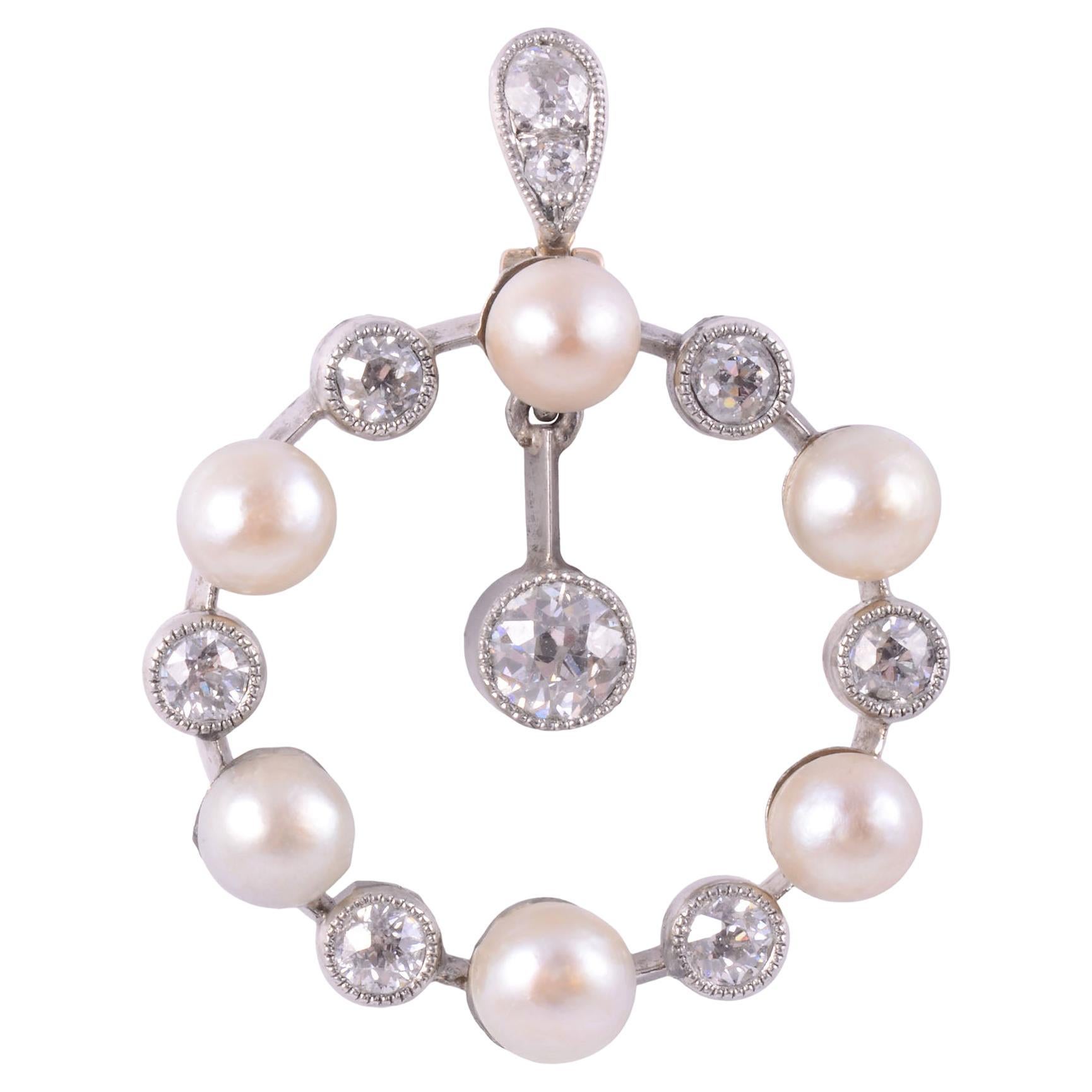 Ruby Pearl Diamond Platinum Tassel Art Deco Pendant For Sale at 1stDibs