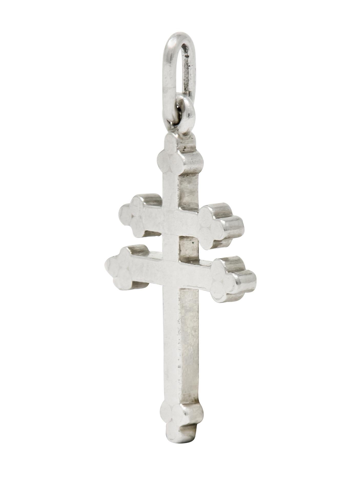 Art Deco Platinum Trefoil Patriarchal Cross Charm at 1stDibs | trefoil ...