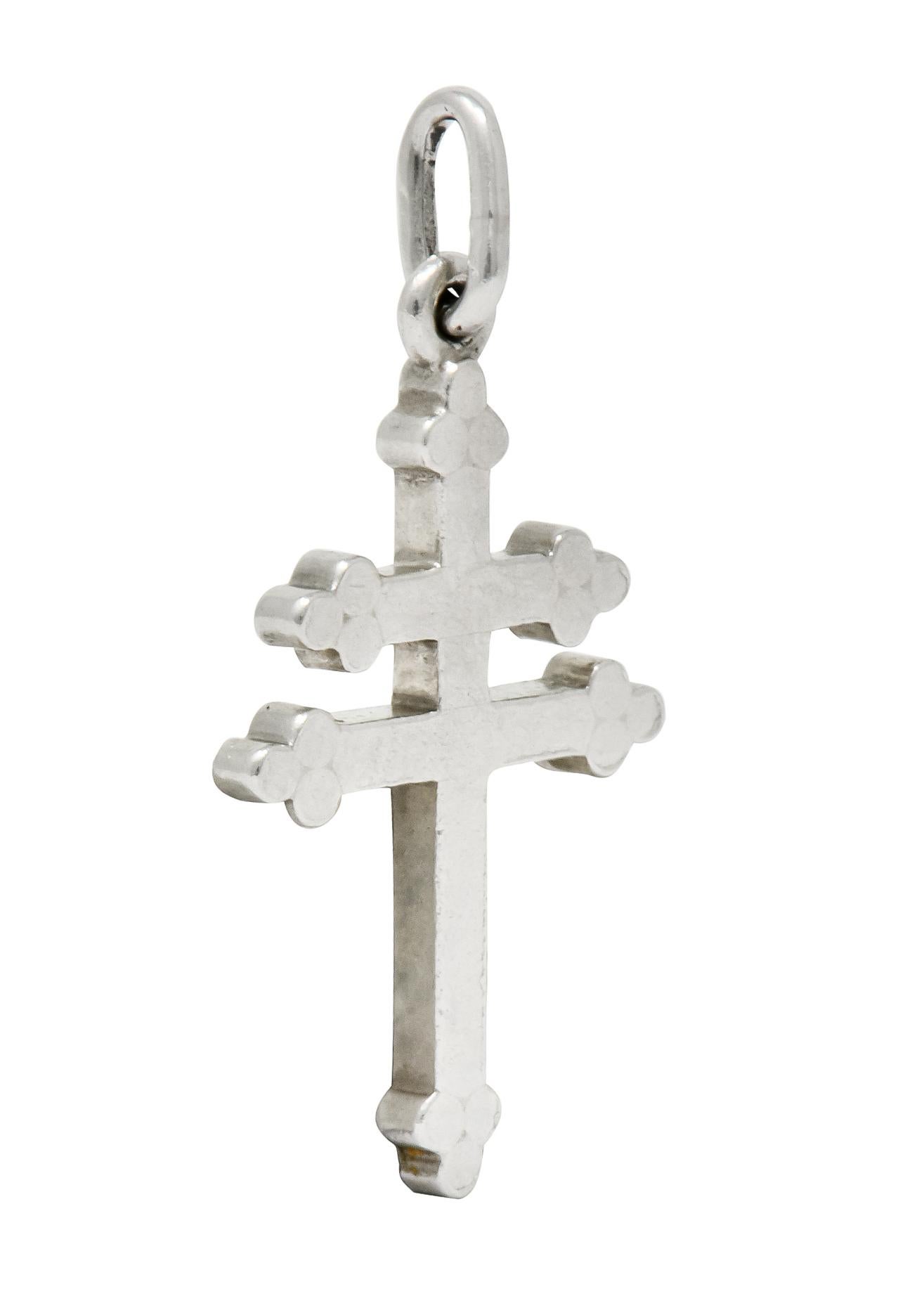 Art Deco Platinum Trefoil Patriarchal Cross Charm at 1stDibs | trefoil ...