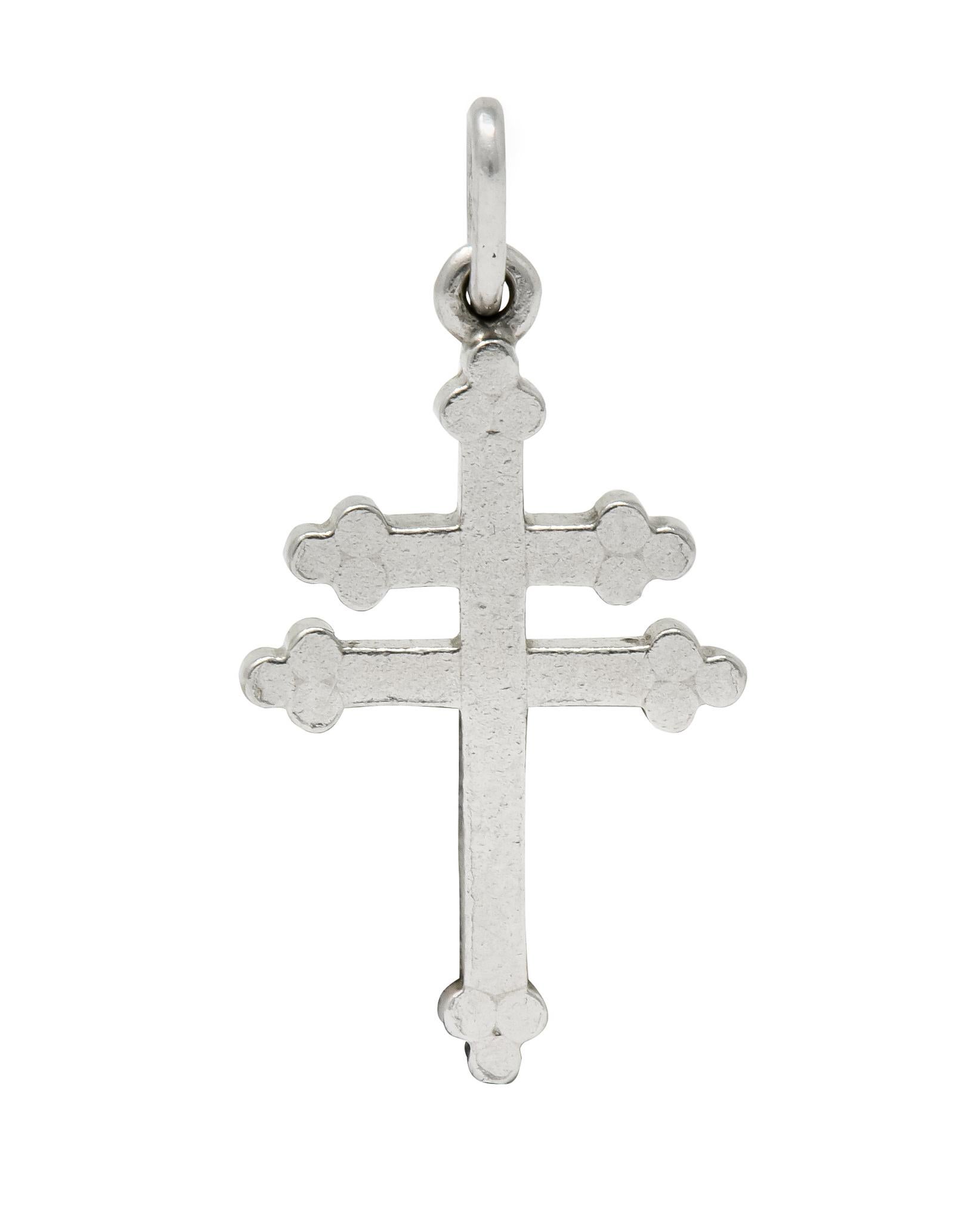 Art Deco Platinum Trefoil Patriarchal Cross Charm at 1stDibs | trefoil ...