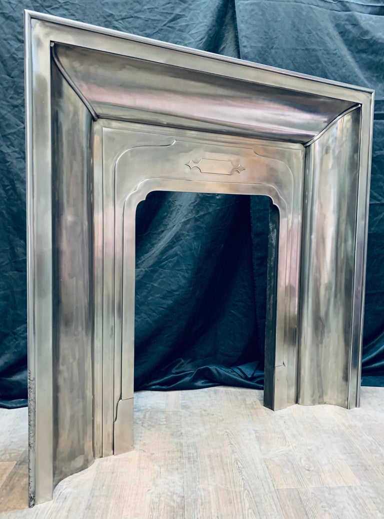 Art Deco Polished Register Steel Fireplace Insert For Sale at 1stDibs