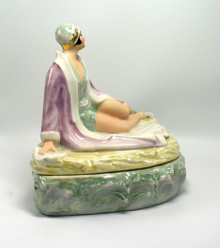 Art Deco Porcelain Box of a Flapper Girl, Germany, 1930 For Sale at 1stDibs