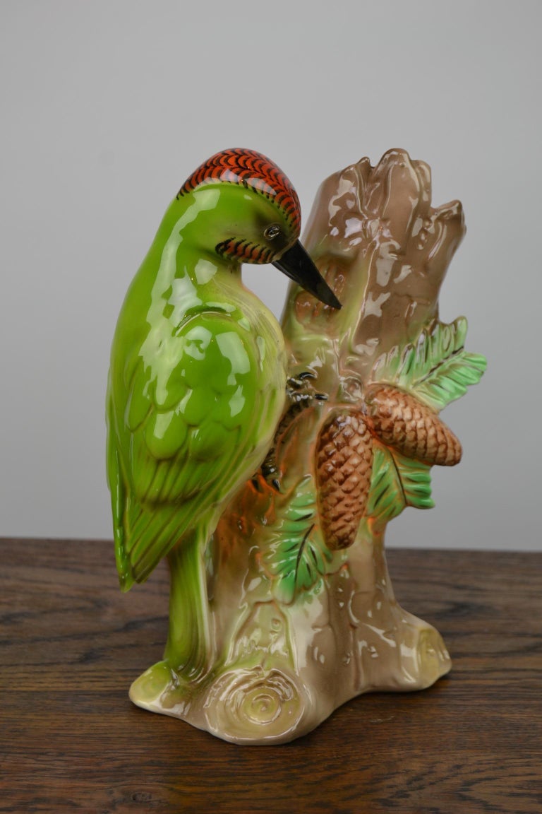 Art Deco Porcelain Perfume Light of a Woodpecker by Elka, Germany at ...