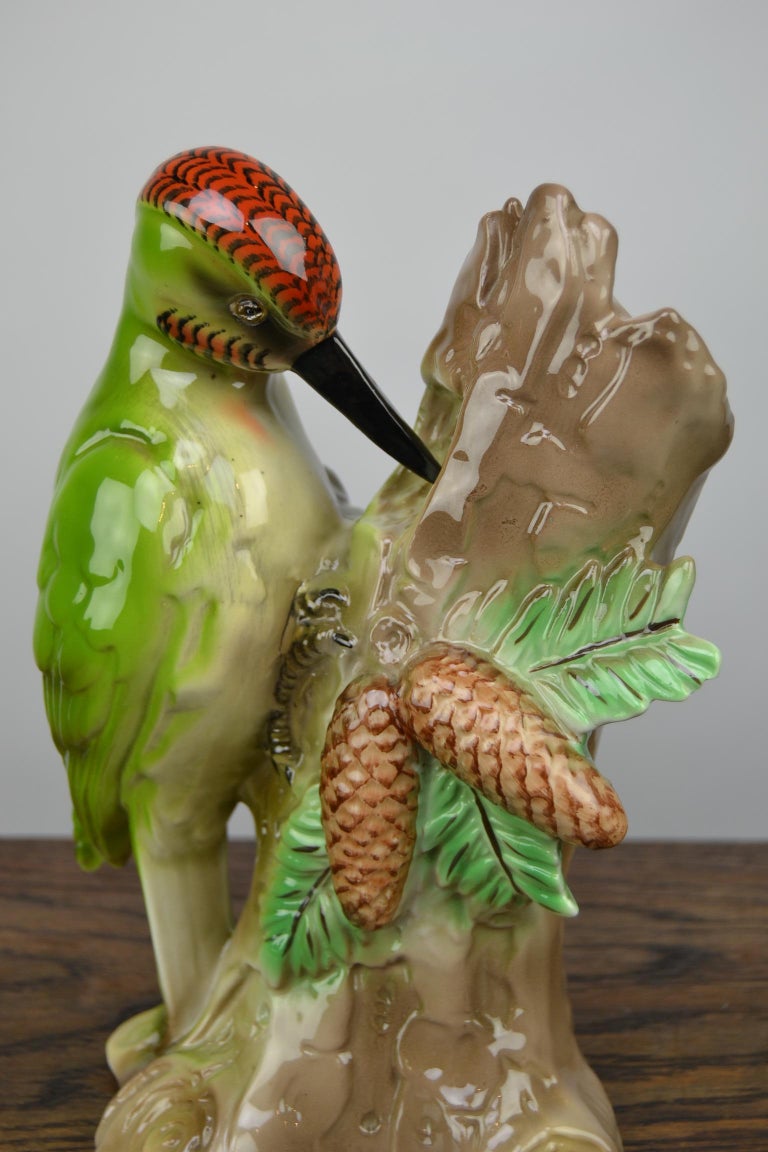 Art Deco Porcelain Perfume Light of a Woodpecker by Elka, Germany at ...