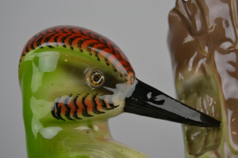 Art Deco Porcelain Perfume Light of a Woodpecker by Elka, Germany at ...