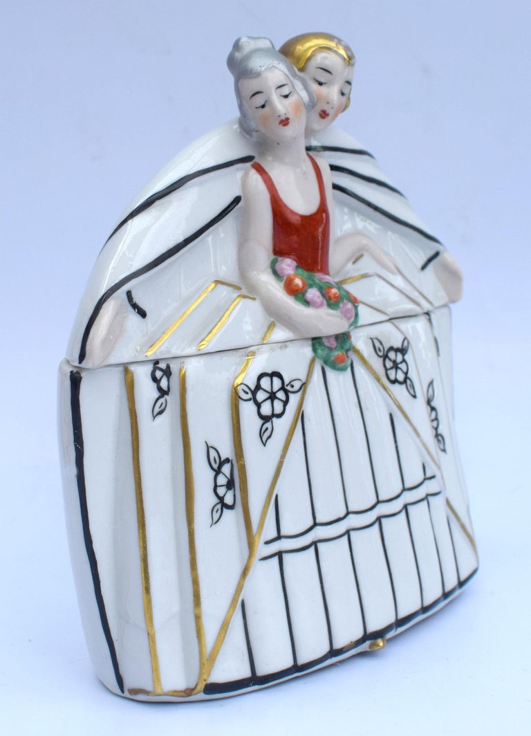 Art Deco Porcelain Powder Box, German, circa 1930 For Sale at 1stDibs