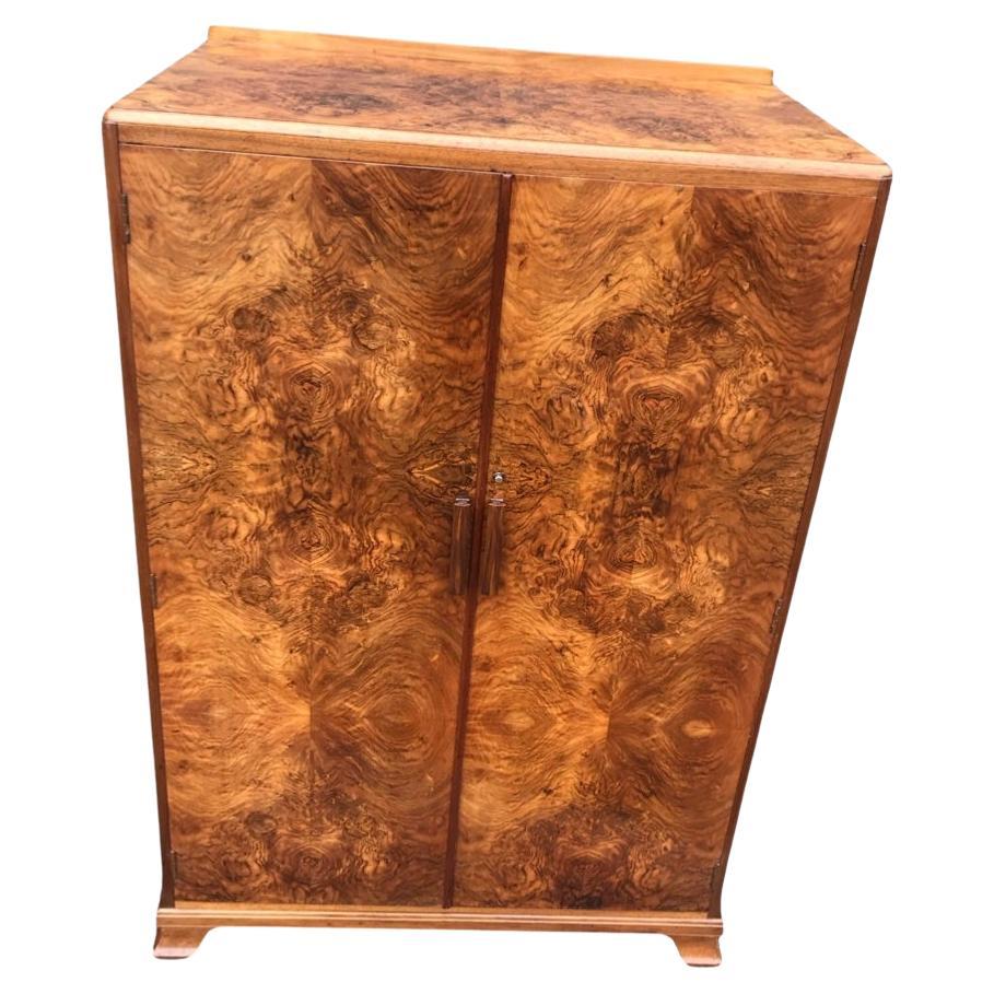 Art Deco Press Cupboard in burr walnut For Sale at 1stDibs