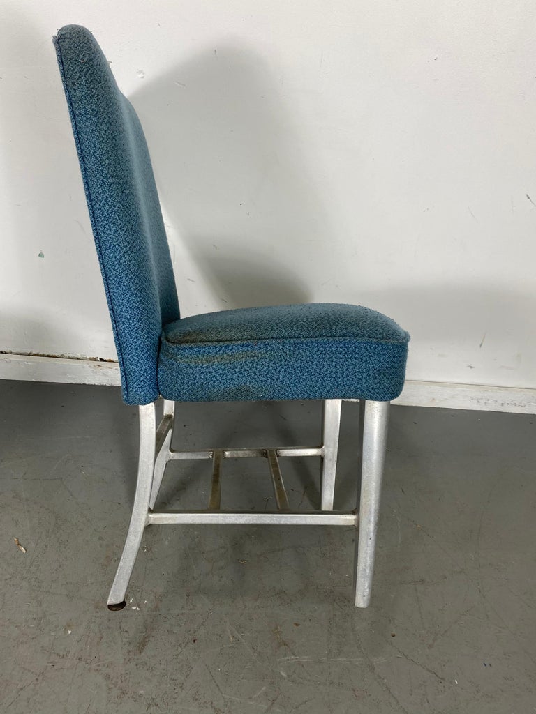 Art Deco Pullman Dining Car Chairs, Aluminum and Fabric, Attributed to ...