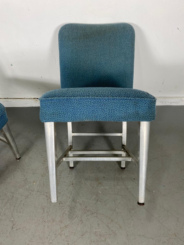 Art Deco Pullman Dining Car Chairs, Aluminum and Fabric, Attributed to ...