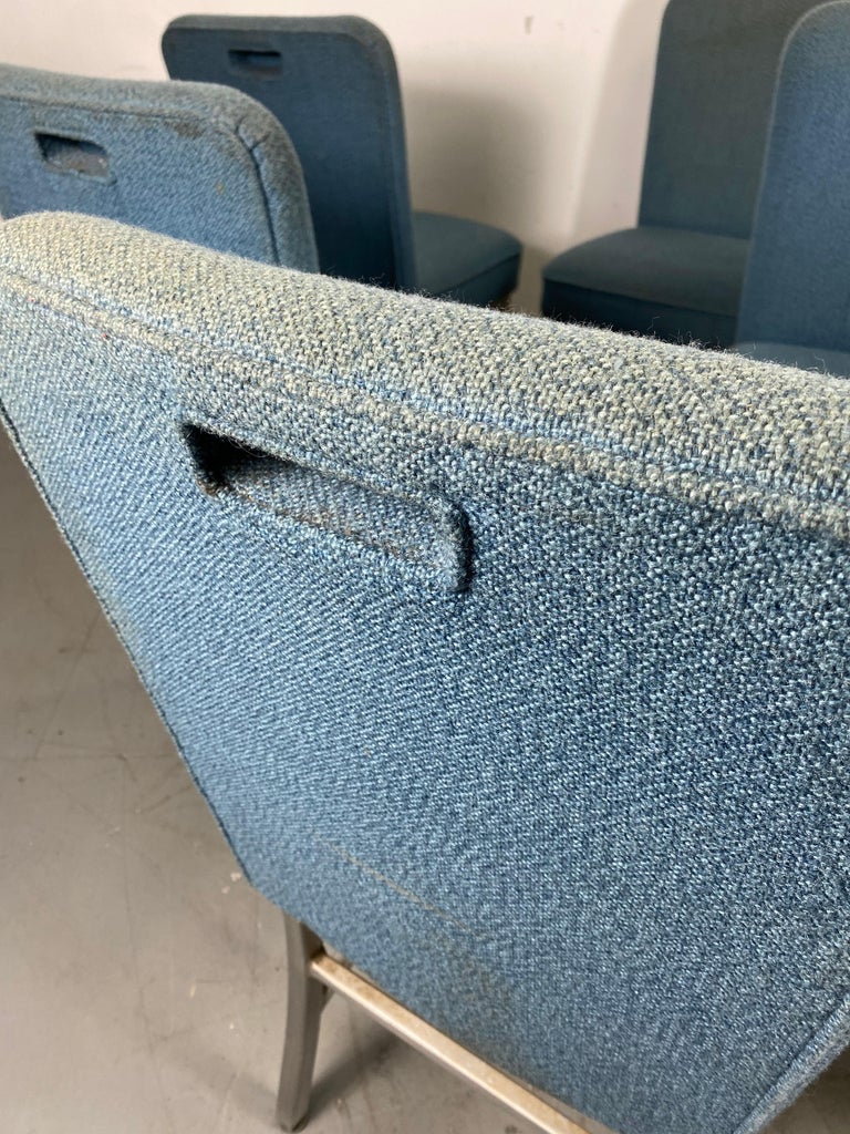 Art Deco Pullman Dining Car Chairs, Aluminum and Fabric, Attributed to ...