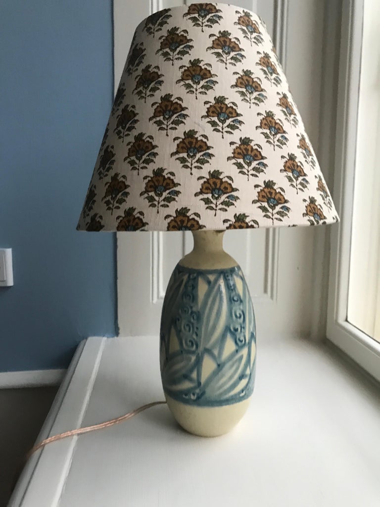 Art Deco Raoul Lachenal Ceramic Lamp Base with Customized Lampshade ...