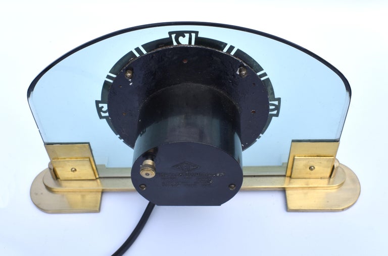 Art Deco Rare and Stunning Bem Ltd Glass, Brass Electric Mantle Clock ...