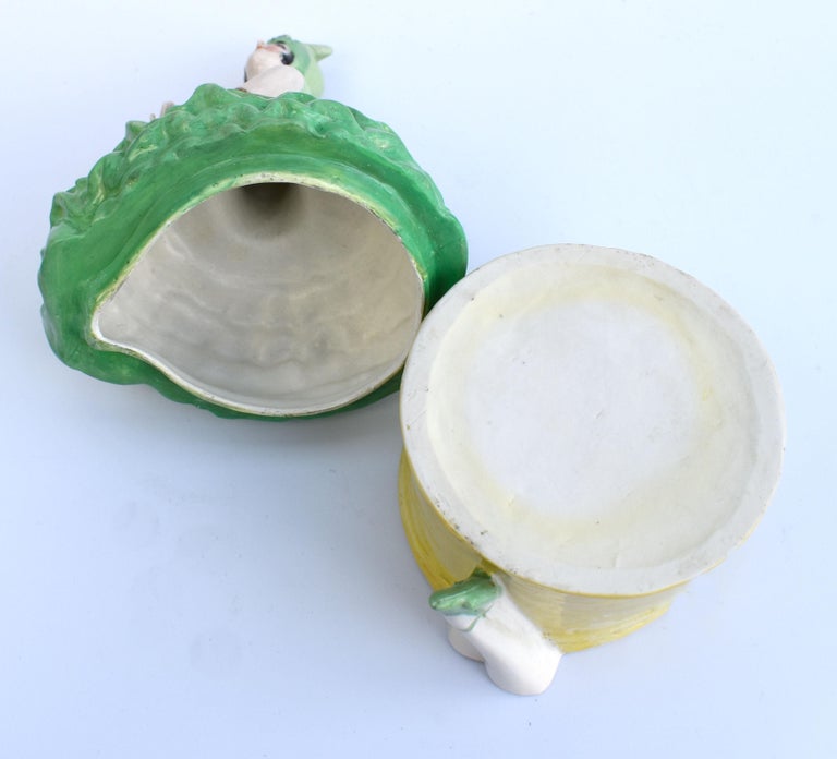 Art Deco Rare Ceramic Flapper Powder Box, c 1930 at 1stDibs