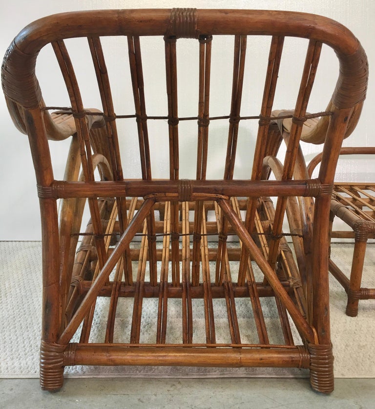 Art Deco Rattan Roadster Lounge Chair and Ottoman at 1stDibs