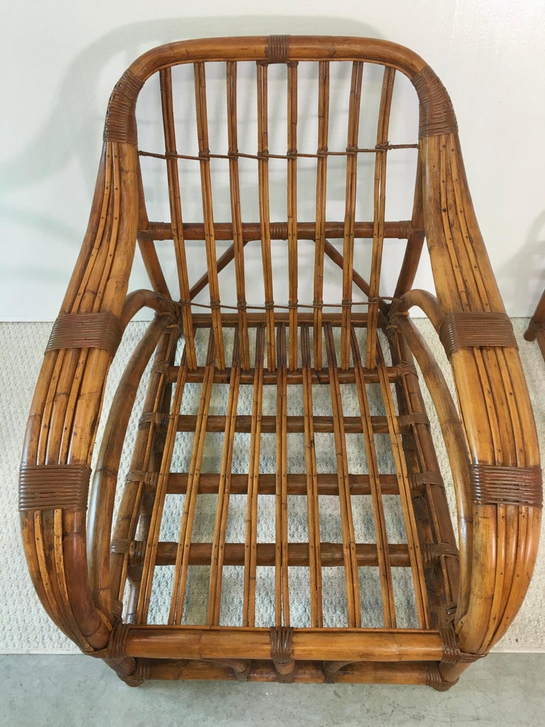 Art Deco Rattan Roadster Lounge Chair and Ottoman at 1stDibs