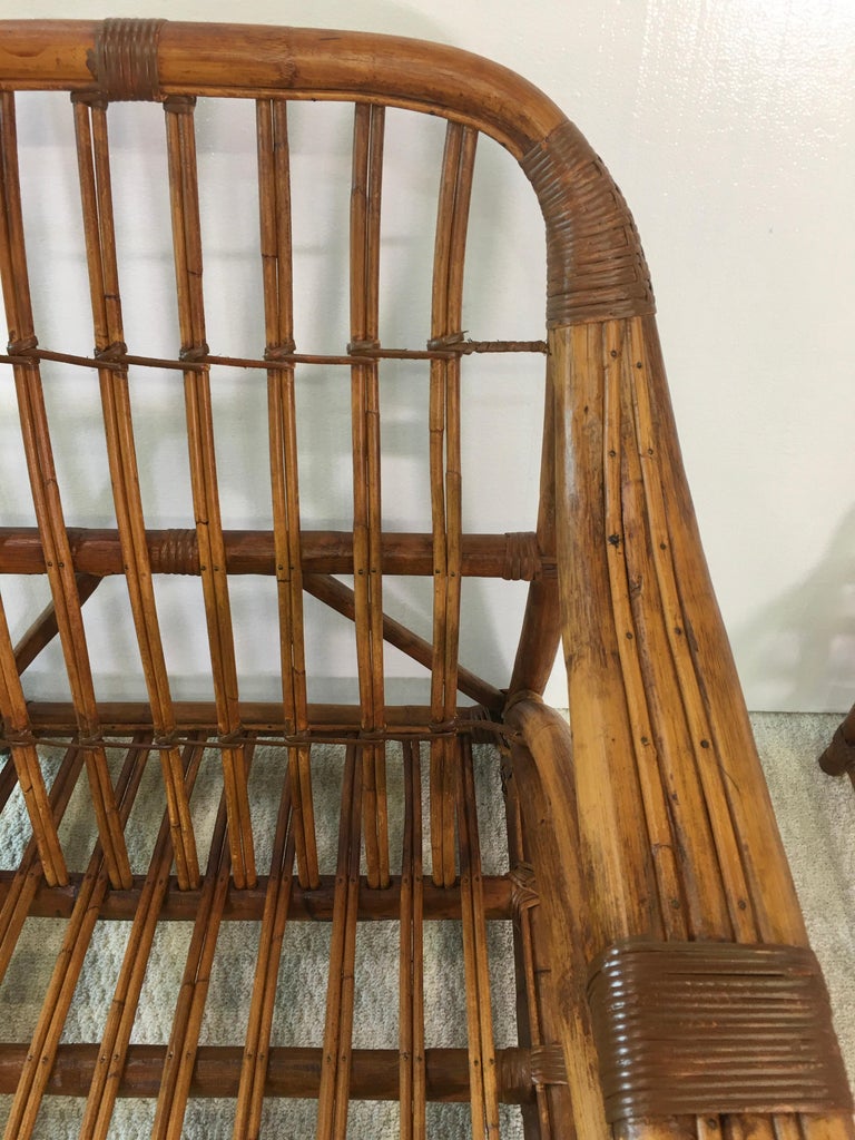 Art Deco Rattan Roadster Lounge Chair and Ottoman at 1stDibs