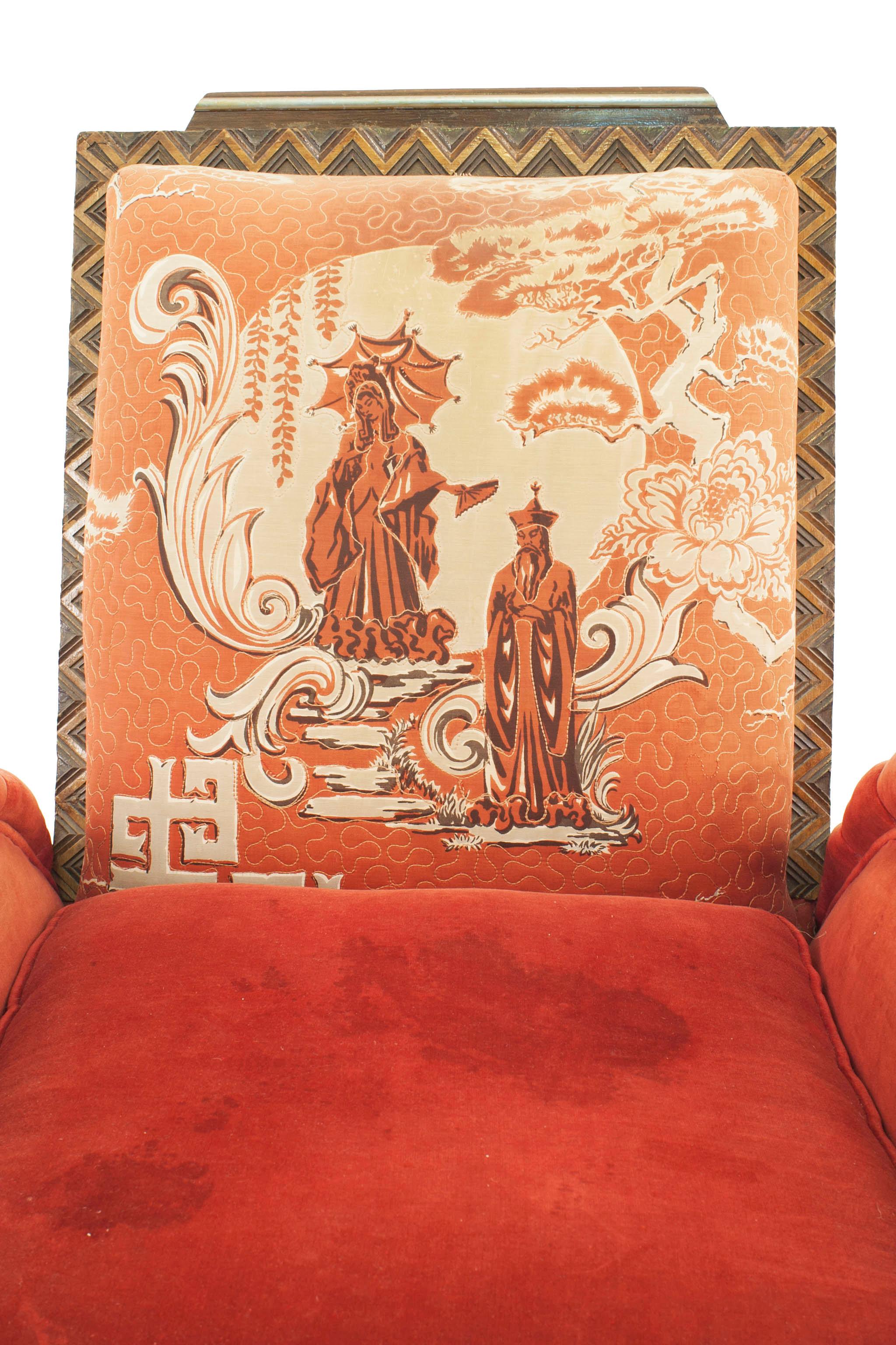 Art Deco Red Velvet Arm Chair at 1stDibs | red velvet accent chair, red ...