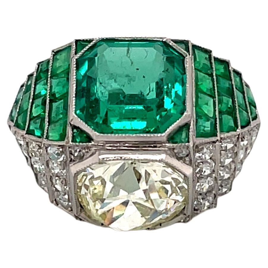 Art Deco Emerald and Diamond Ring at 1stDibs
