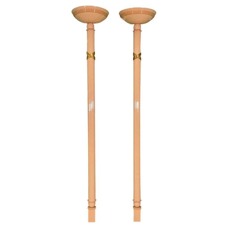 Art Deco Revival 1980s Tall Torch Wall Sconces For Sale at 1stDibs