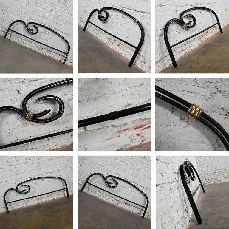 Art Deco Revival Black Gold Flattened Metal Tube Queen Bed by Michele ...