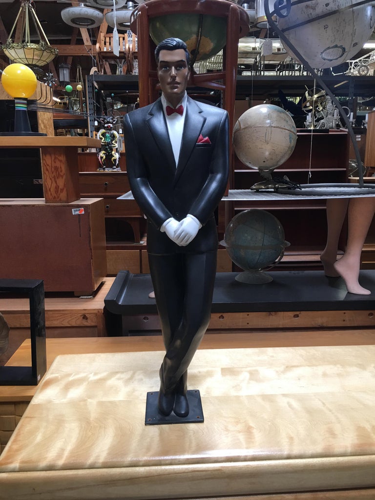 Art Deco Revival Hotel Butler Greeter Statue at 1stDibs