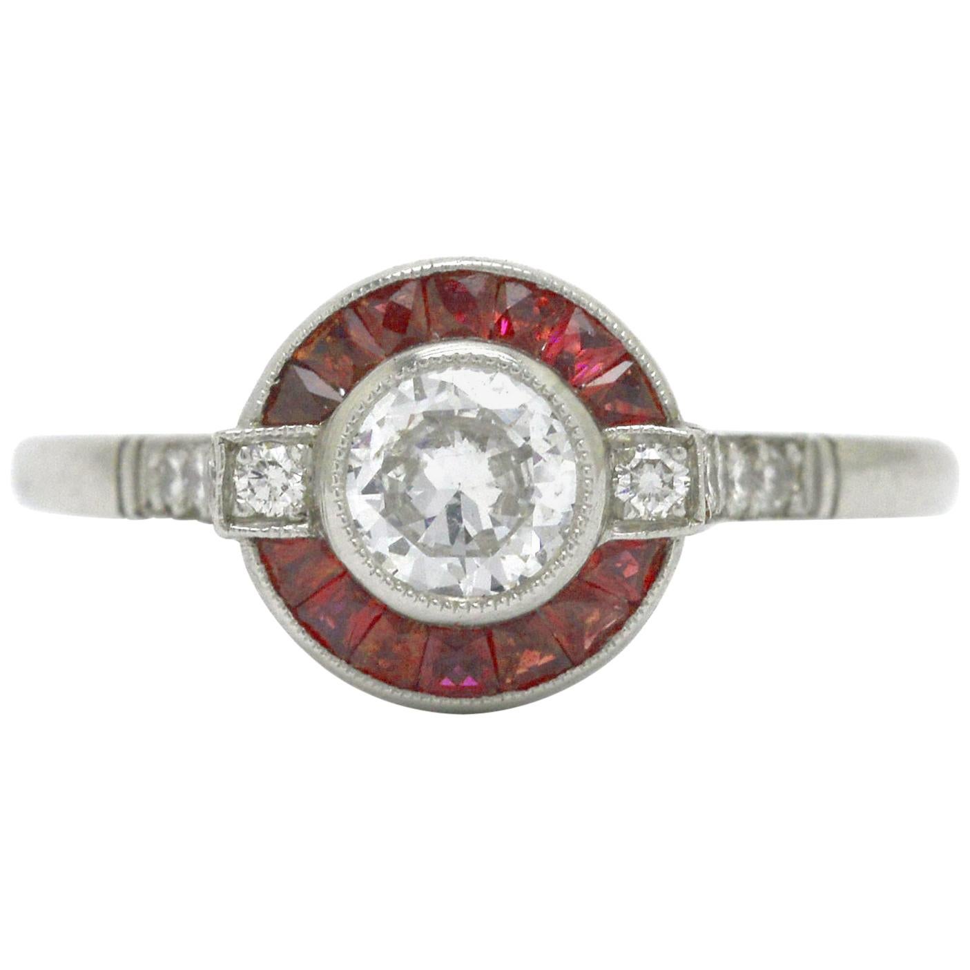 Ravishing Ruby and Champagne Diamond Target Ring in Platinum For Sale ...