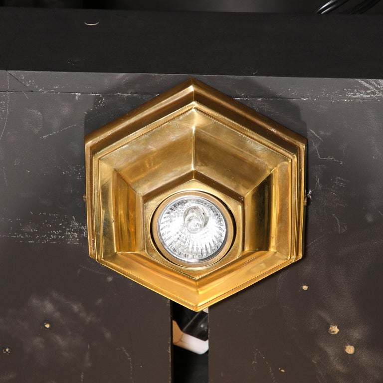 Art Deco Revival Patinated Bronze Hexagonal Classic Spotlight For Sale ...