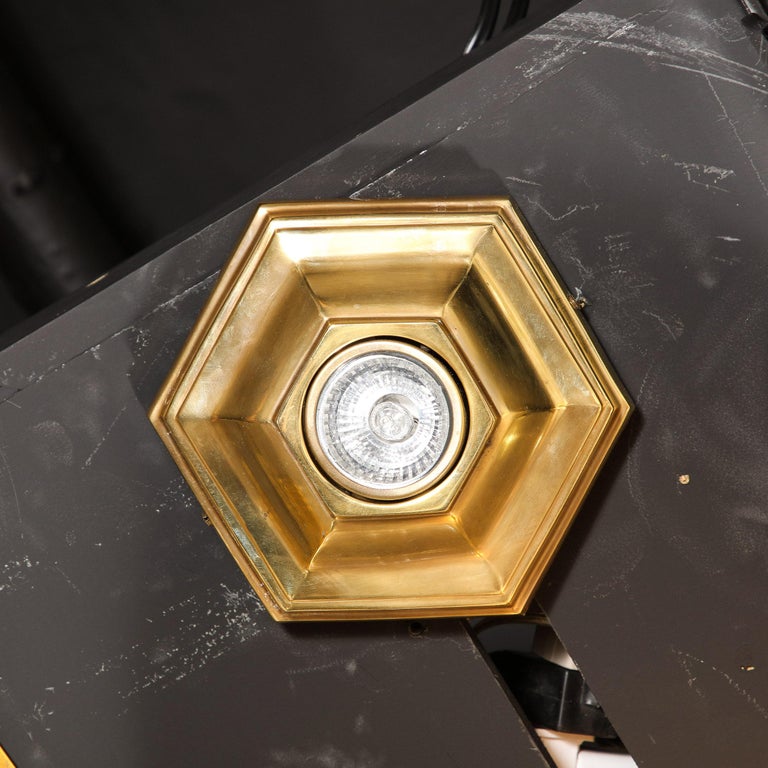 Art Deco Revival Patinated Bronze Hexagonal Classic Spotlight For Sale ...