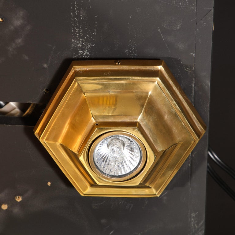 Art Deco Revival Patinated Bronze Hexagonal Classic Spotlight For Sale ...