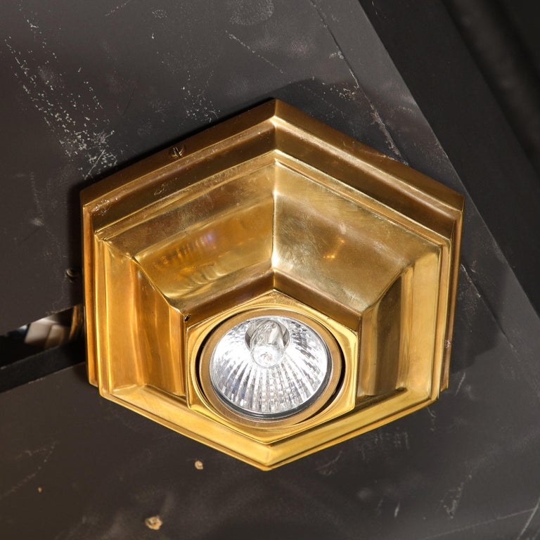 Art Deco Revival Patinated Bronze Hexagonal Classic Spotlight For Sale ...