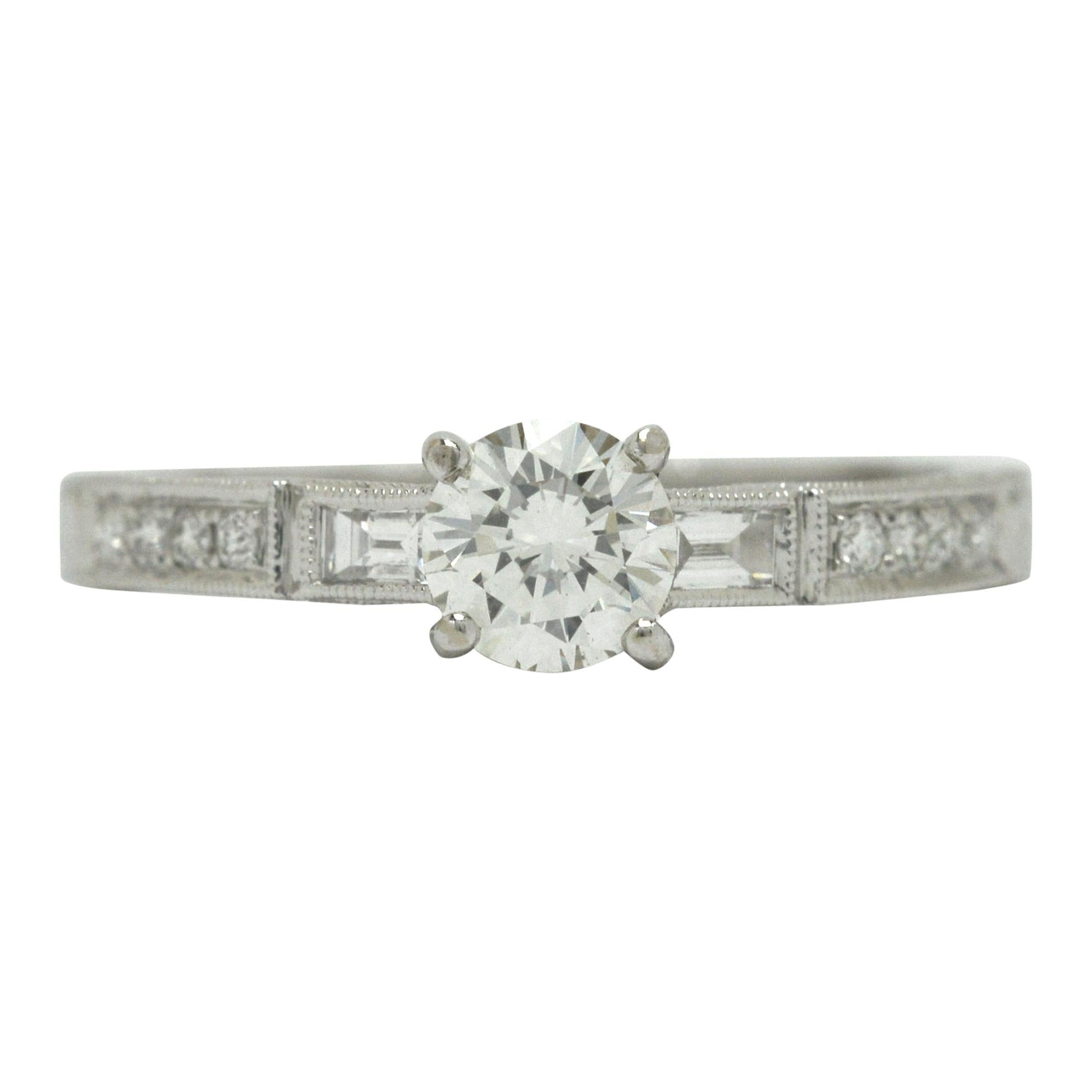Art Deco Revivalist Half Carat Diamond Engagement Ring Solitaire ...