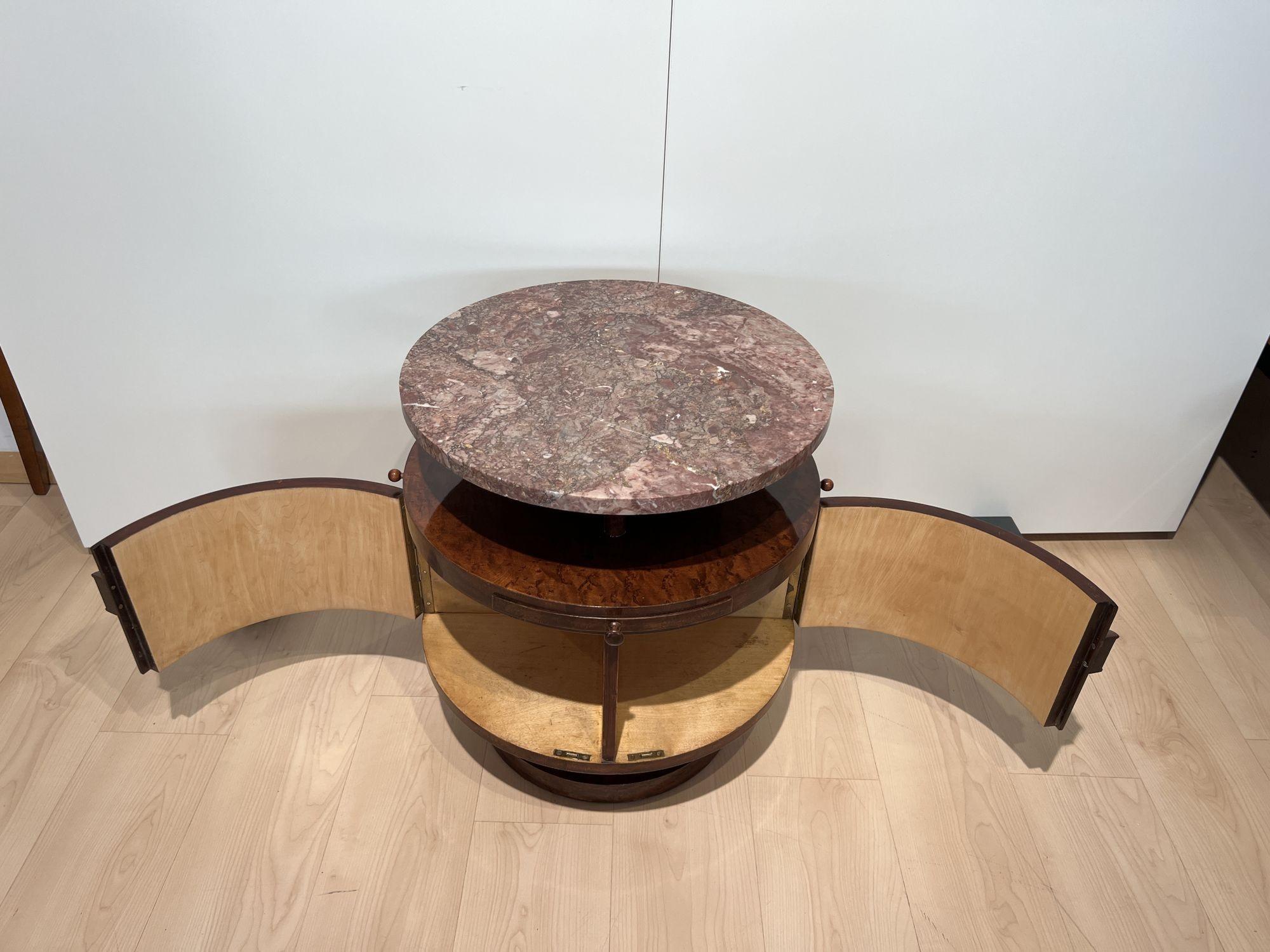Art Deco Revolving Drum Table, Birds Eye Maple, Marble, France, circa ...
