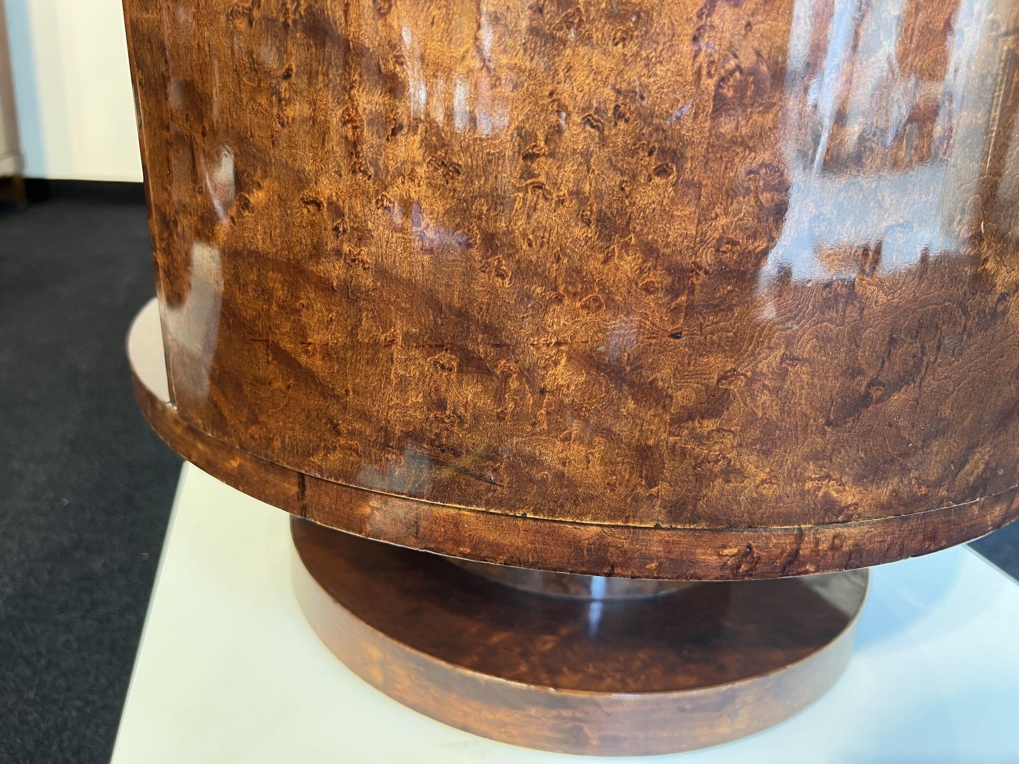 Art Deco Revolving Drum Table, Birds Eye Maple, Marble, France, circa ...