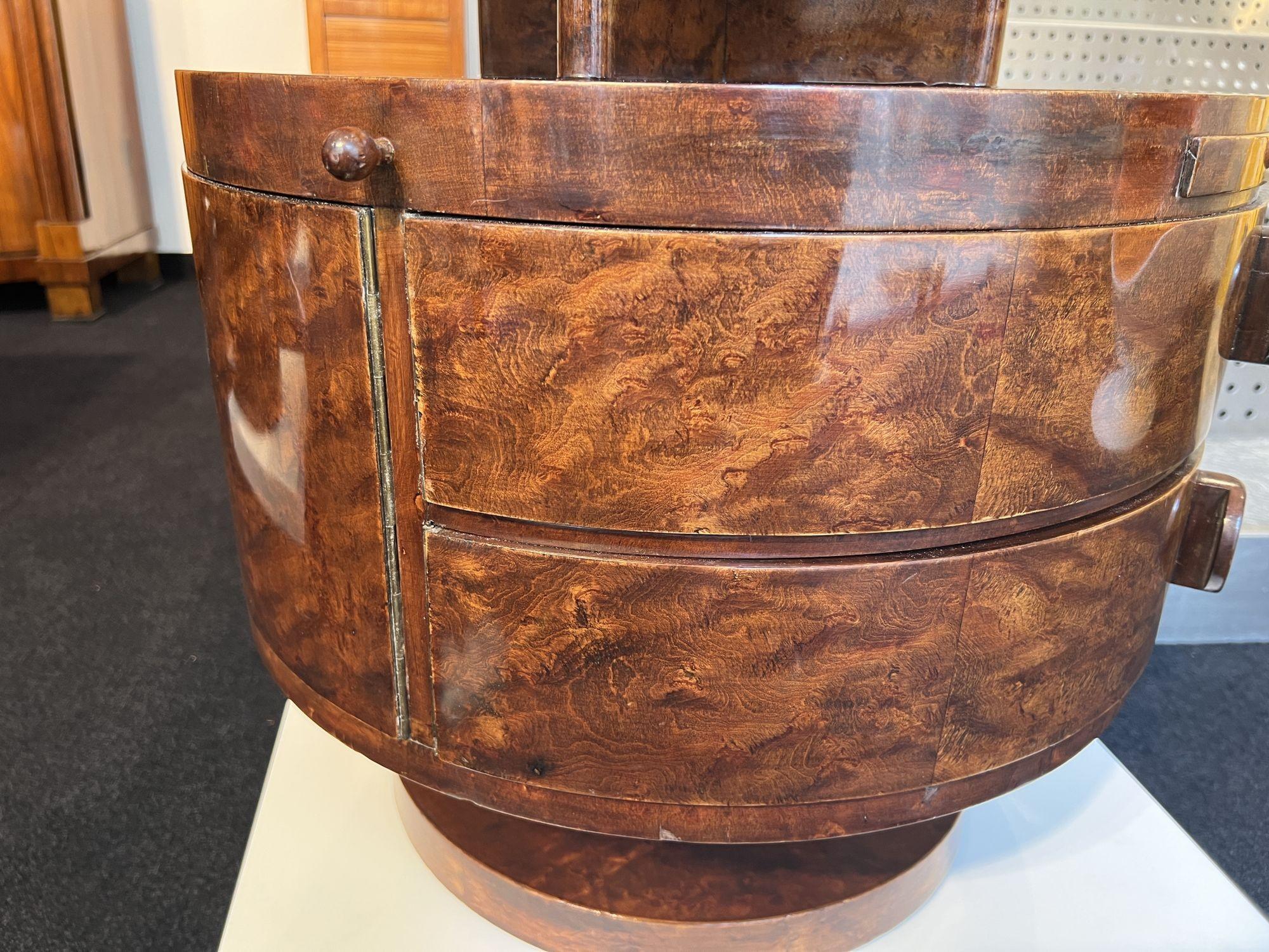 Art Deco Revolving Drum Table, Birds Eye Maple, Marble, France, circa ...