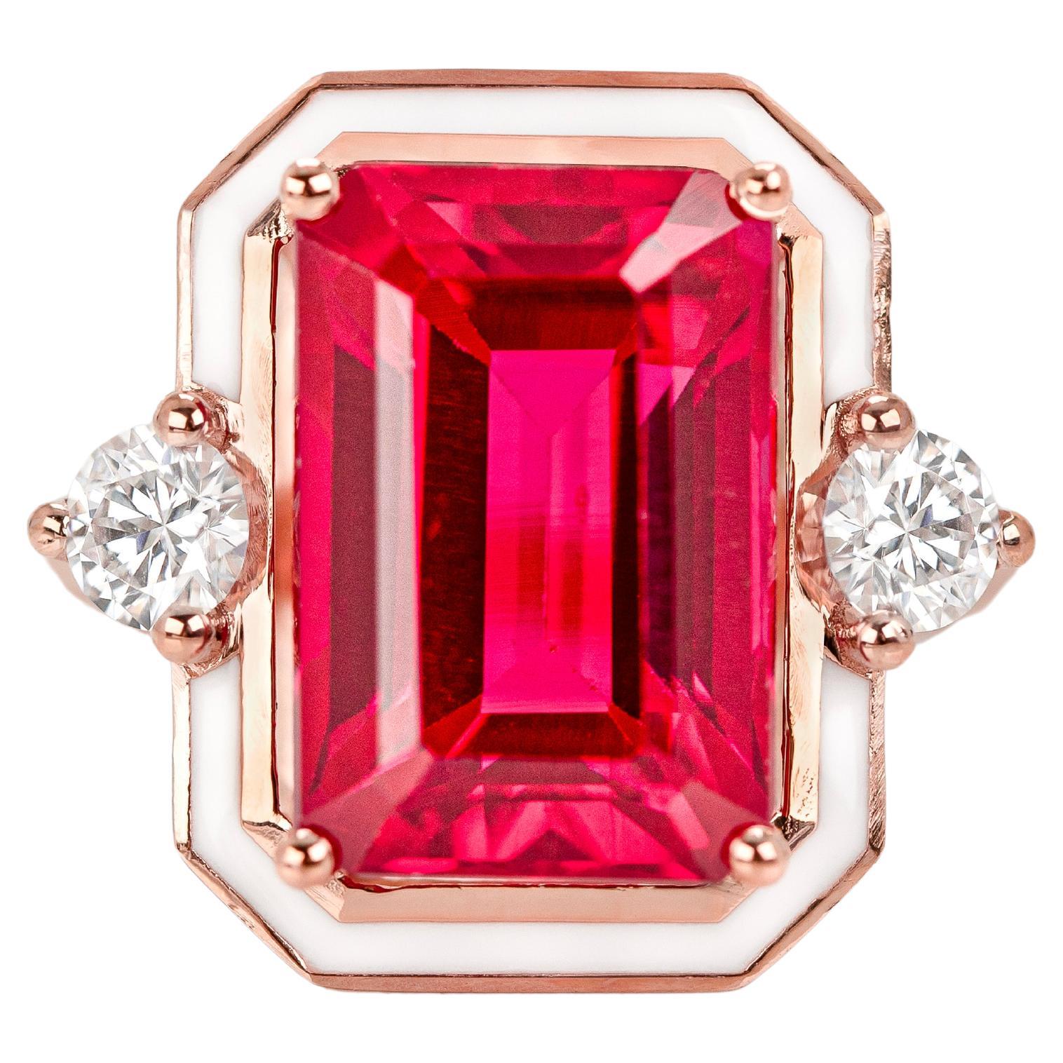 Art Deco 14 Karat Gold Lozenge Kite Cut 5.25 Carat Synthetic Ruby ...