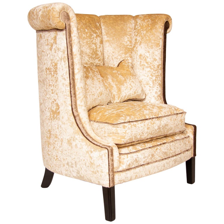 Art Deco Roll Top High Back Armchair For Sale at 1stDibs