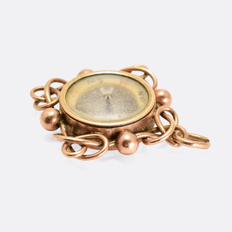Art Deco Rose Gold Compass Pendant Necklace at 1stDibs
