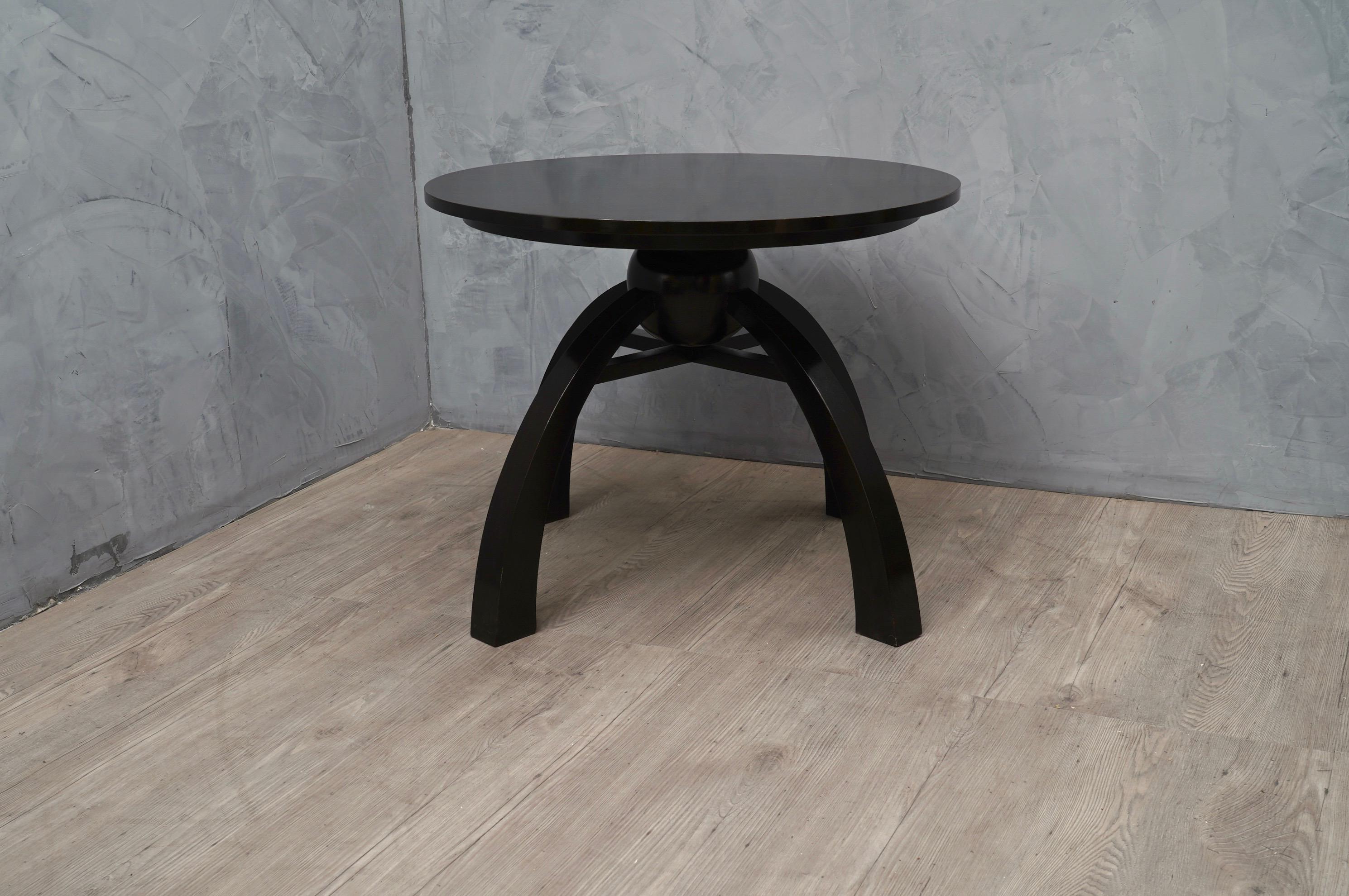 Art Deco Round Black Shellac Italian Side Table, 1930 For Sale at ...