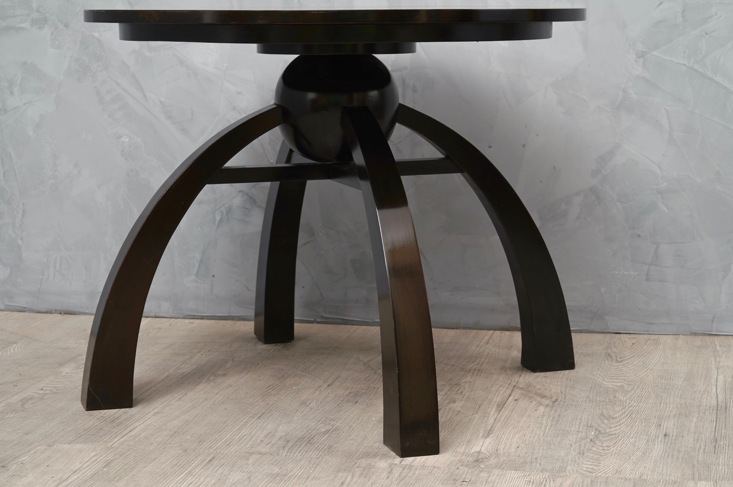 Art Deco Round Black Shellac Italian Side Table, 1930 For Sale at ...