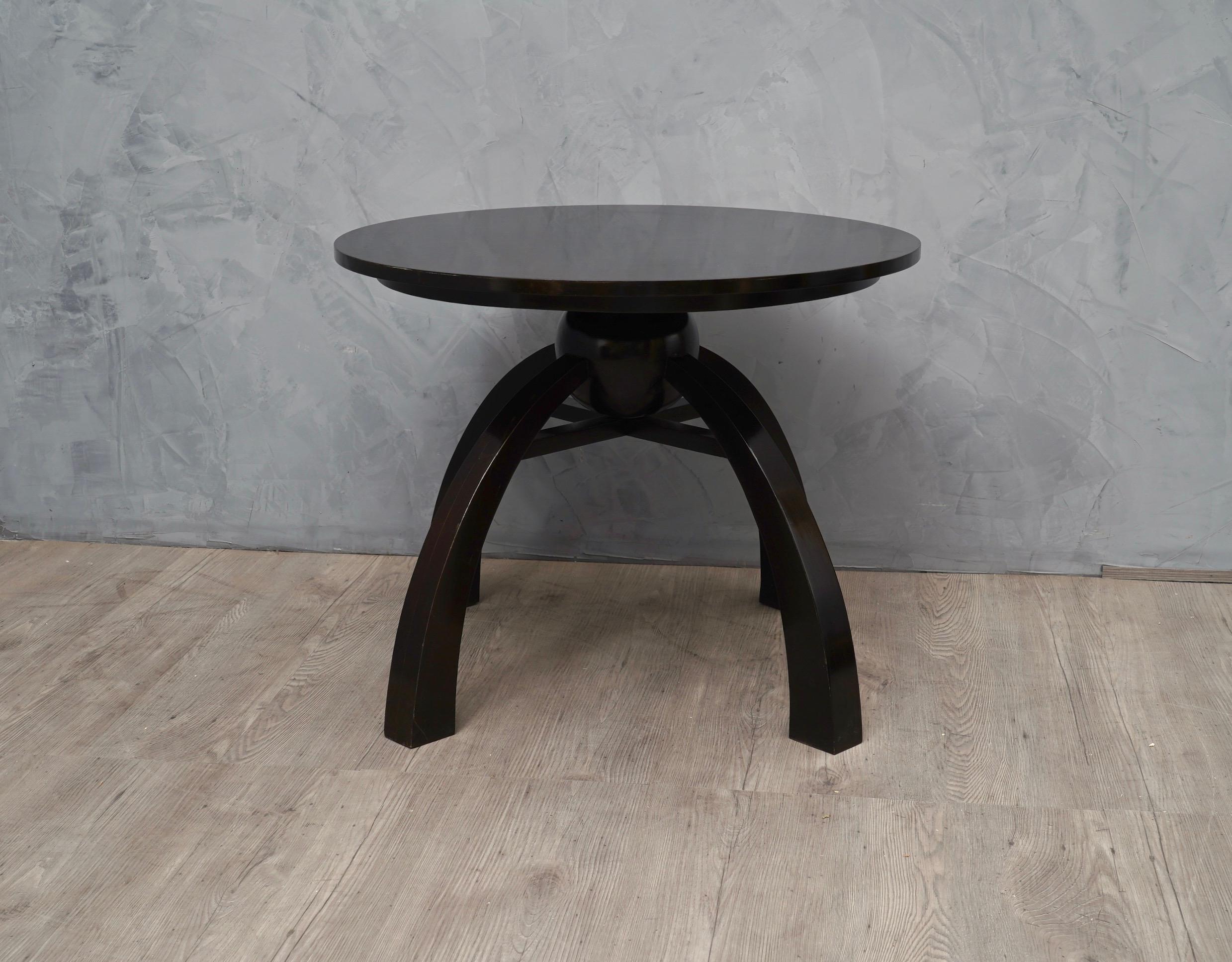 Art Deco Round Black Shellac Italian Side Table, 1930 For Sale at ...