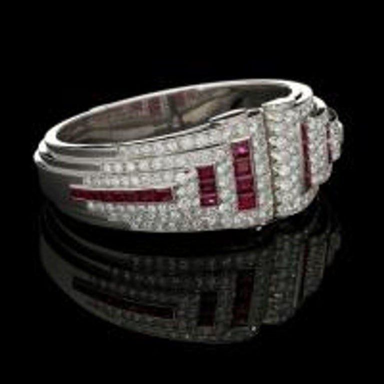 Udall and Ballou Art Deco Diamond and Calibre Ruby Geometric Hinged ...
