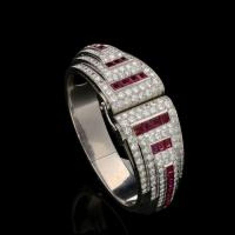 Udall and Ballou Art Deco Diamond and Calibre Ruby Geometric Hinged ...