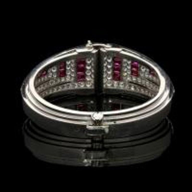 Udall and Ballou Art Deco Diamond and Calibre Ruby Geometric Hinged ...