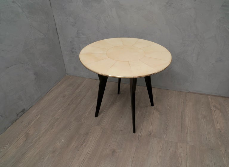 Art Deco Round Goatskin Card and Tea Table, 1940 at 1stDibs