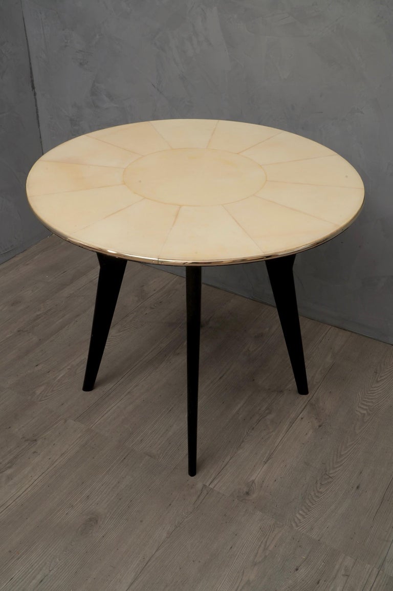Art Deco Round Goatskin Card and Tea Table, 1940 at 1stDibs