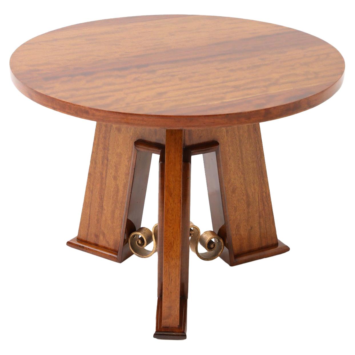 Round Art Deco Style Mahogany Splay-Leg Sofa Table at 1stDibs