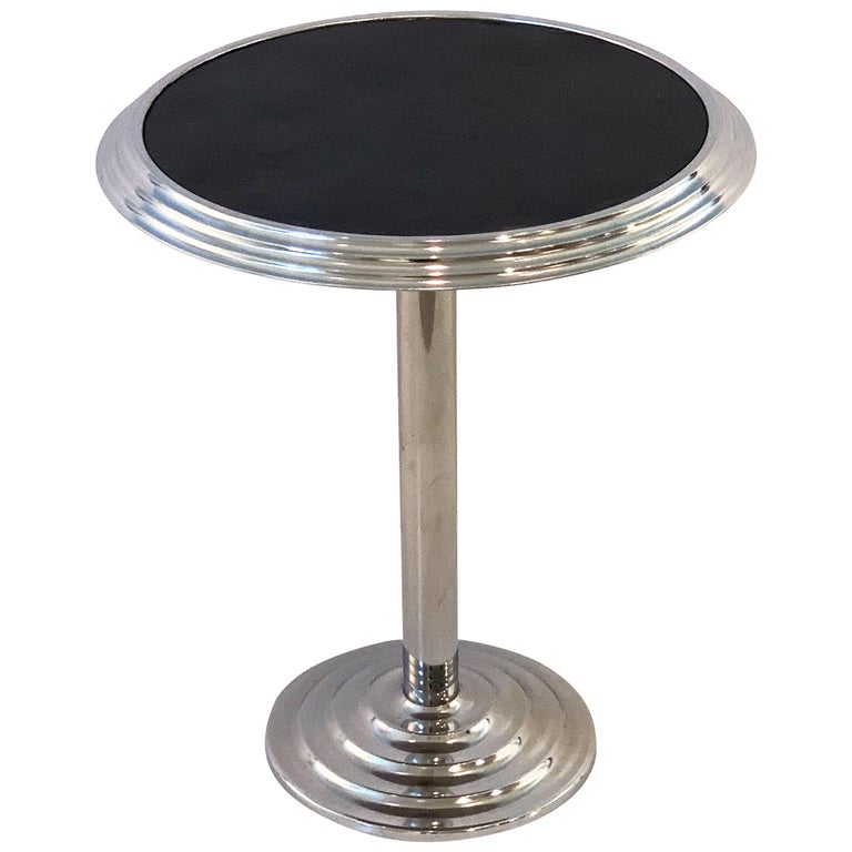 Art Deco Round Table of Chrome with Enameled Top from France at 1stDibs