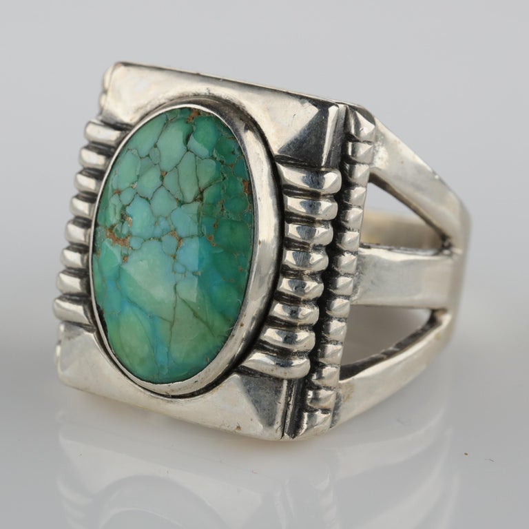 Art Deco Royston Turquoise Ring in Silver at 1stDibs