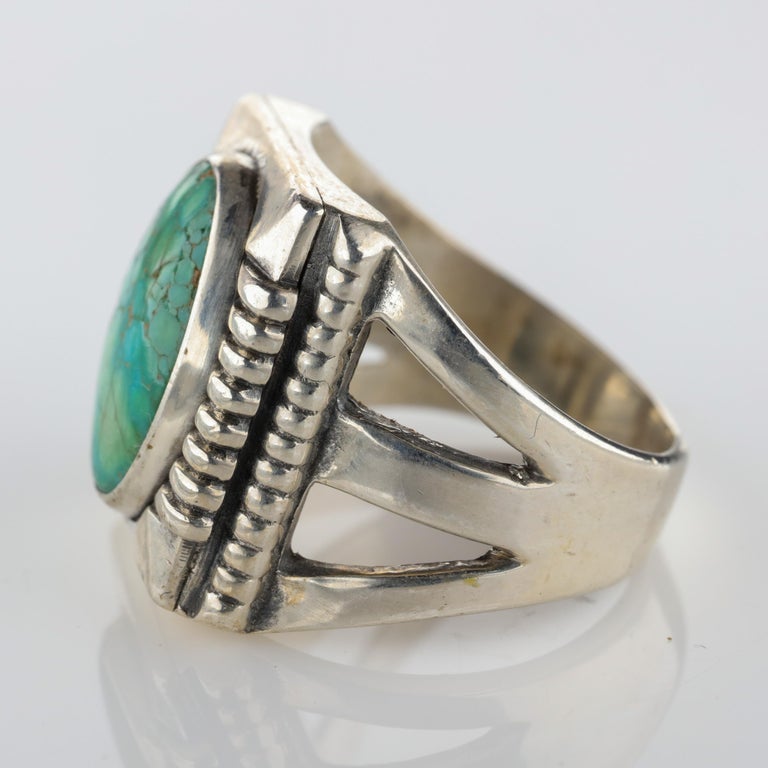 Art Deco Royston Turquoise Ring in Silver at 1stDibs