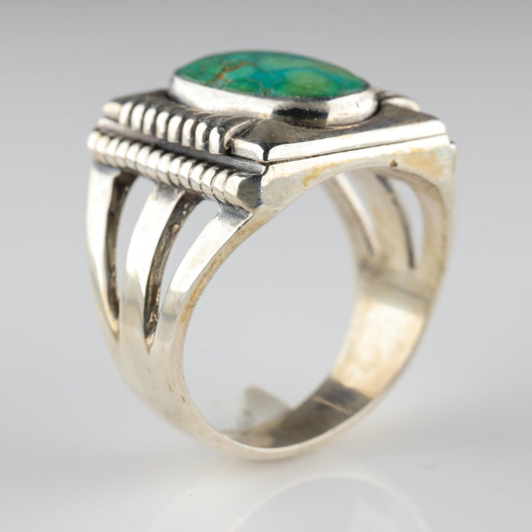 Art Deco Royston Turquoise Ring in Silver at 1stDibs
